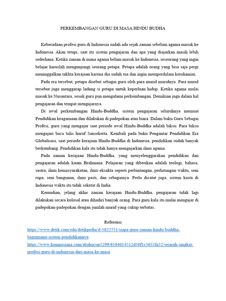 MATKUL PK DINDA Perkembangan Guru Dimasa Hindu Budha | PDF