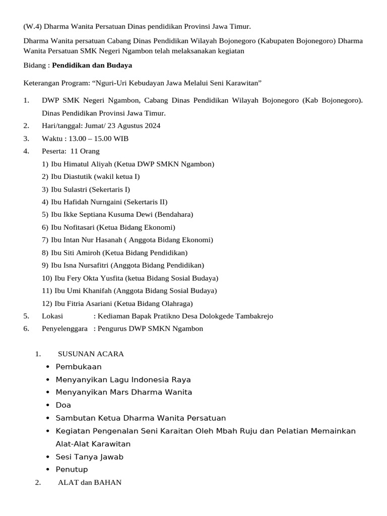 Lap - Bid. Pendidikan SMKN NGAMBON AGUSTUS | PDF