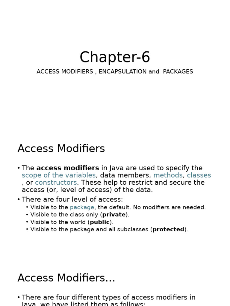 6_Lecture_six_Encapsulation_Access_modifiers_and_Packagespptx_2 | PDF | Class (Computer ...