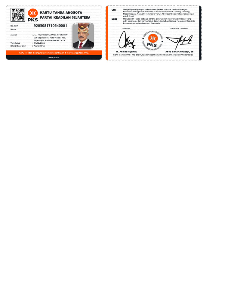 Kta PKS - Mansyur Syahdan | PDF