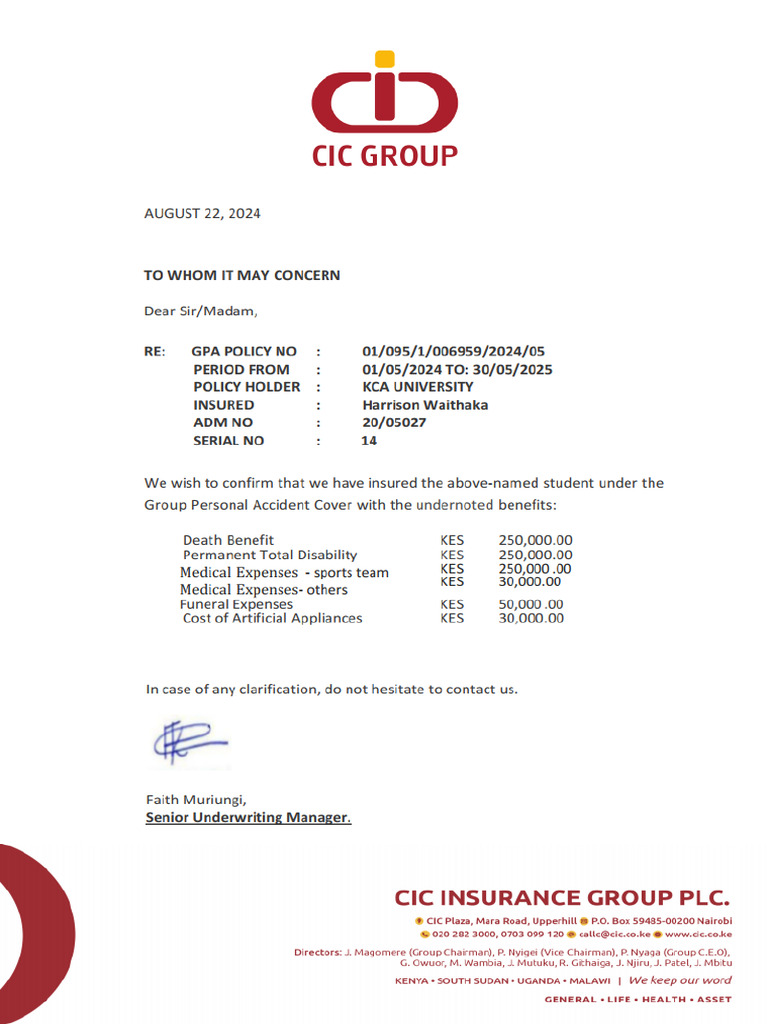 Harrison Insurance Cover | PDF