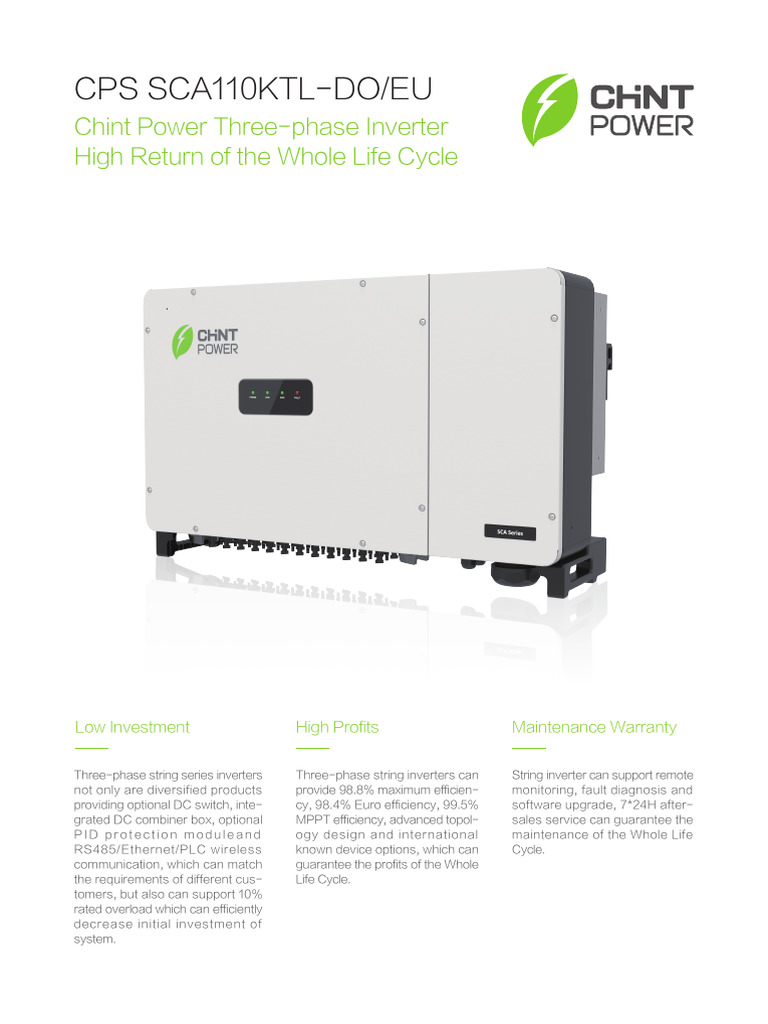 Chint 110kW Three-Phase Inverter | PDF | Power Inverter | Alternating ...
