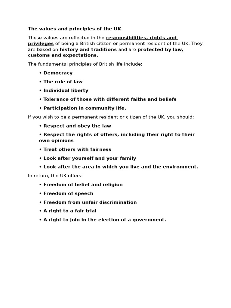 The Values and Principles of The UK | PDF | Justice Of The Peace ...