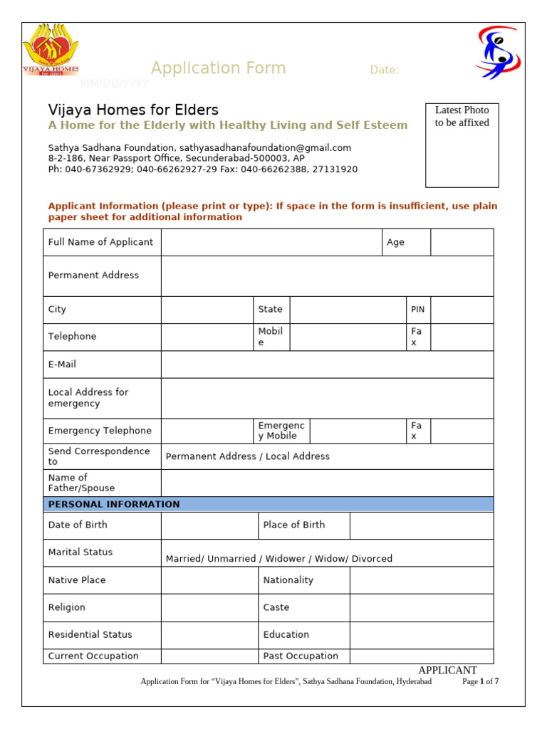 Vijaya Homes - Application Form | PDF