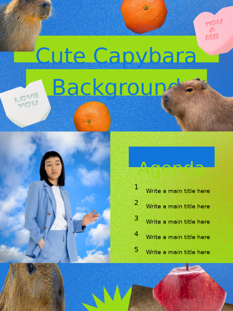 Modern Collage Cute Capybara Background Slides | PDF