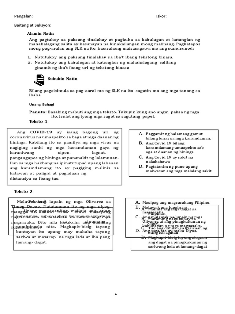 Tekstong Impormatibo.modular Activity (1) | PDF