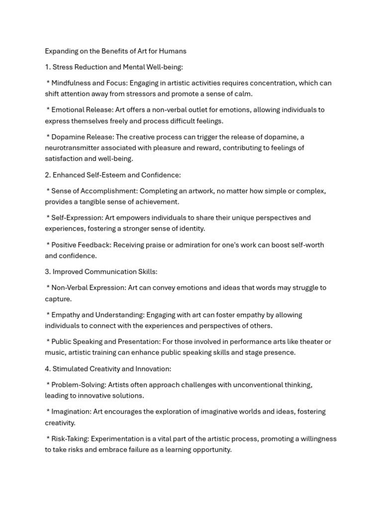 Benefits of Art for Mental Health | PDF