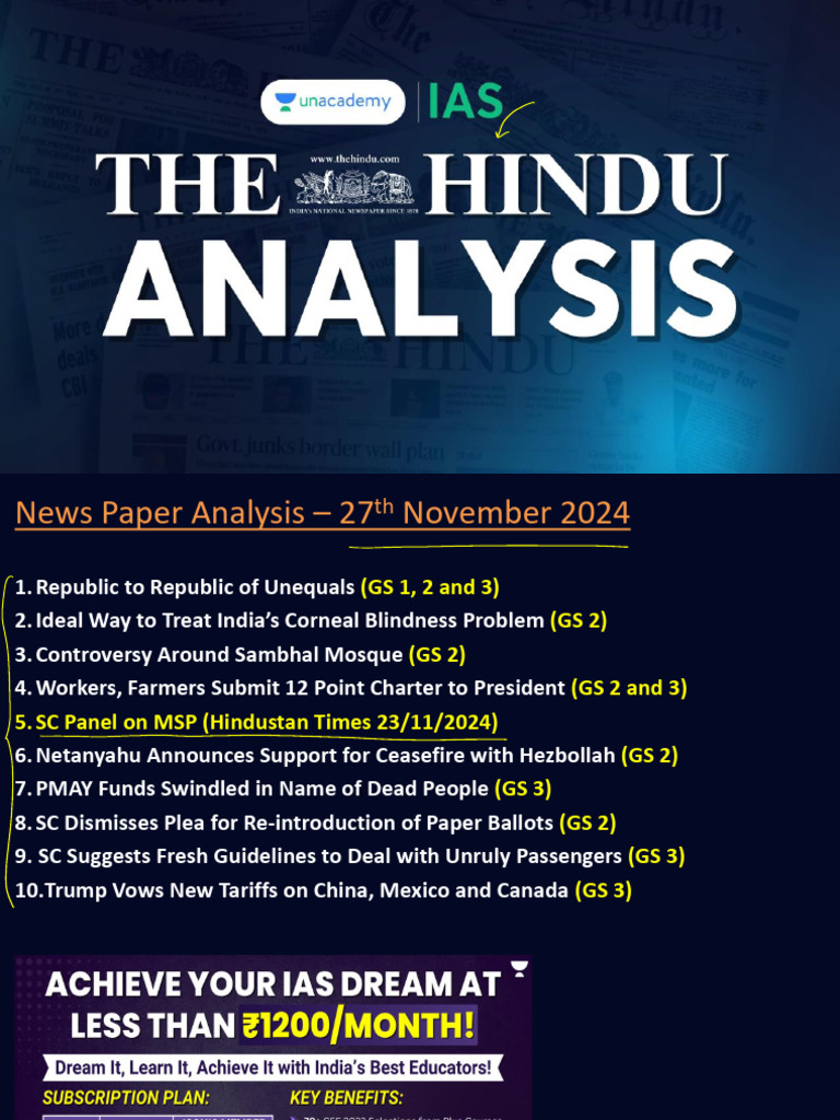 Newspaper Analysis: Key Issues 27/11/24 | PDF | Economies
