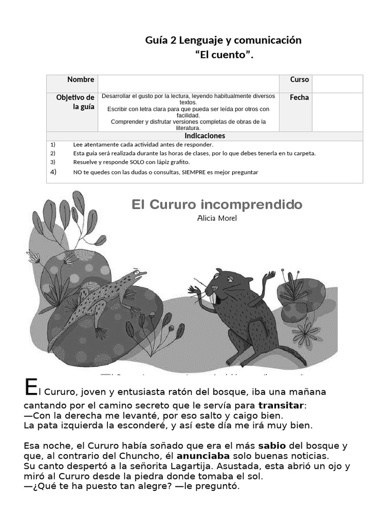 Guía 2, UNidad 1 el cuento. | PDF Guía 2, UNidad 1 el cuento. | PDF