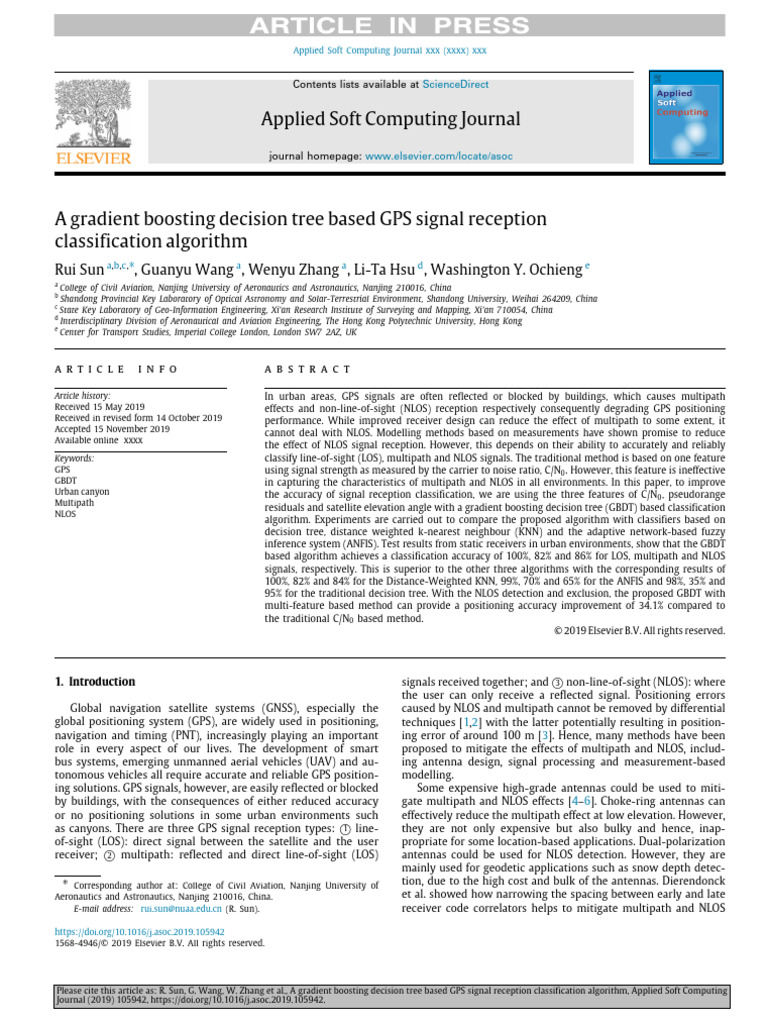 A gradient boosting decision tree based GPS signal reception ... A gradient boosting decision tree based GPS signal reception ...