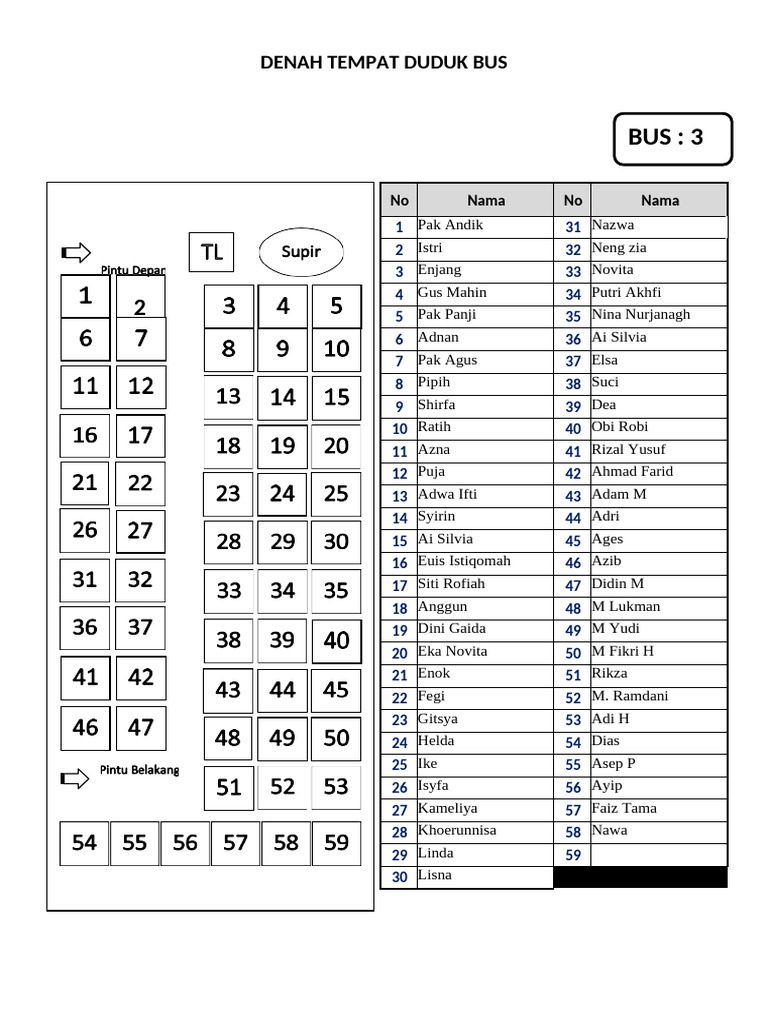 Denah Tempat Duduk Bus | PDF