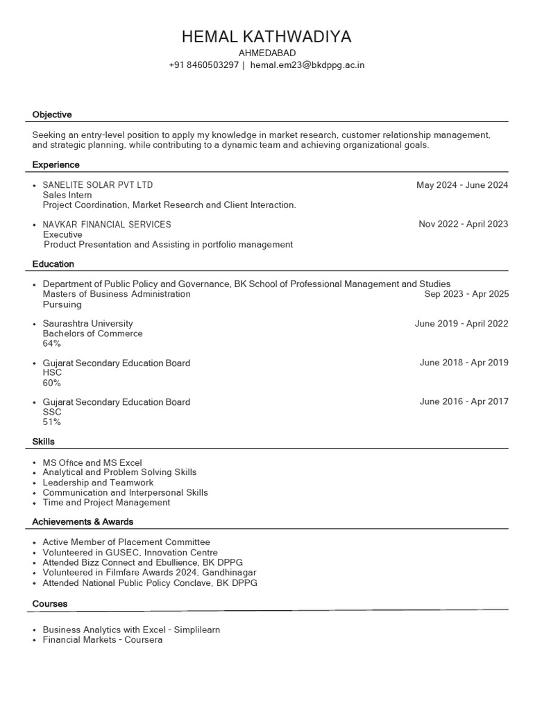 Hemal Resume2 | PDF