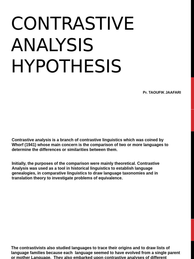 Contrastive Analysis Hypothesis Powerpoint | PDF | English Language | Arabic