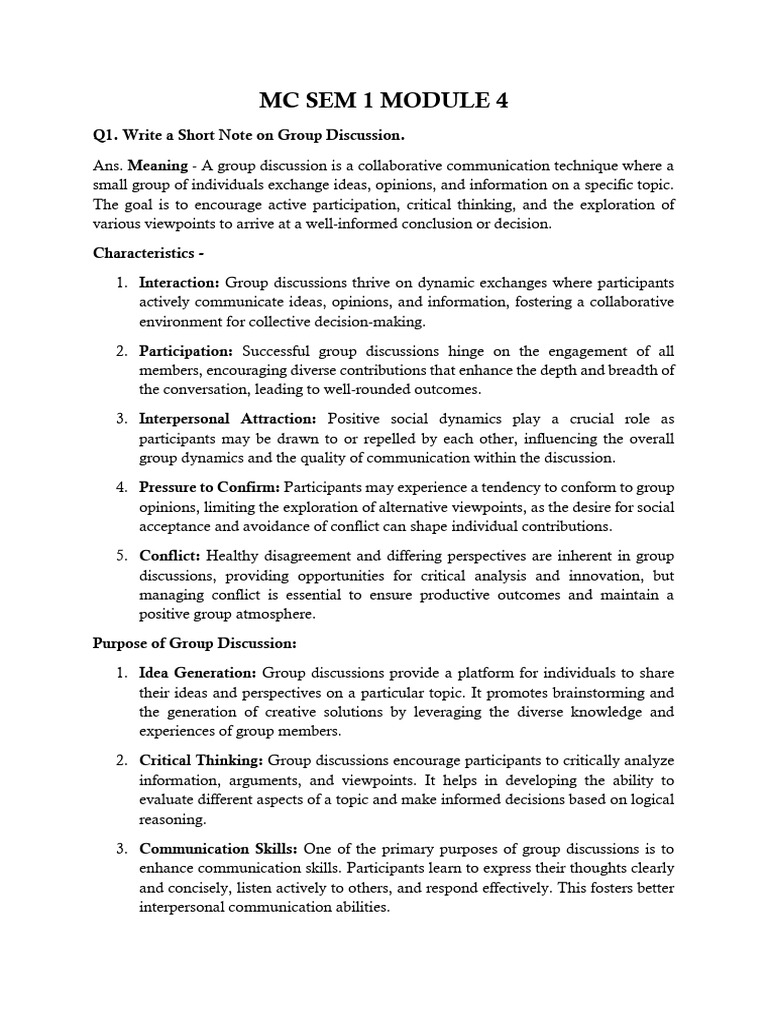 MC SEM 1 MODULE 4 | PDF | Critical Thinking | Communication