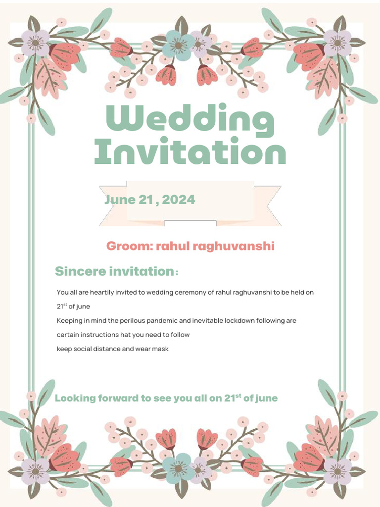 Rahul Raghuvanshi's Wedding Invitation | PDF