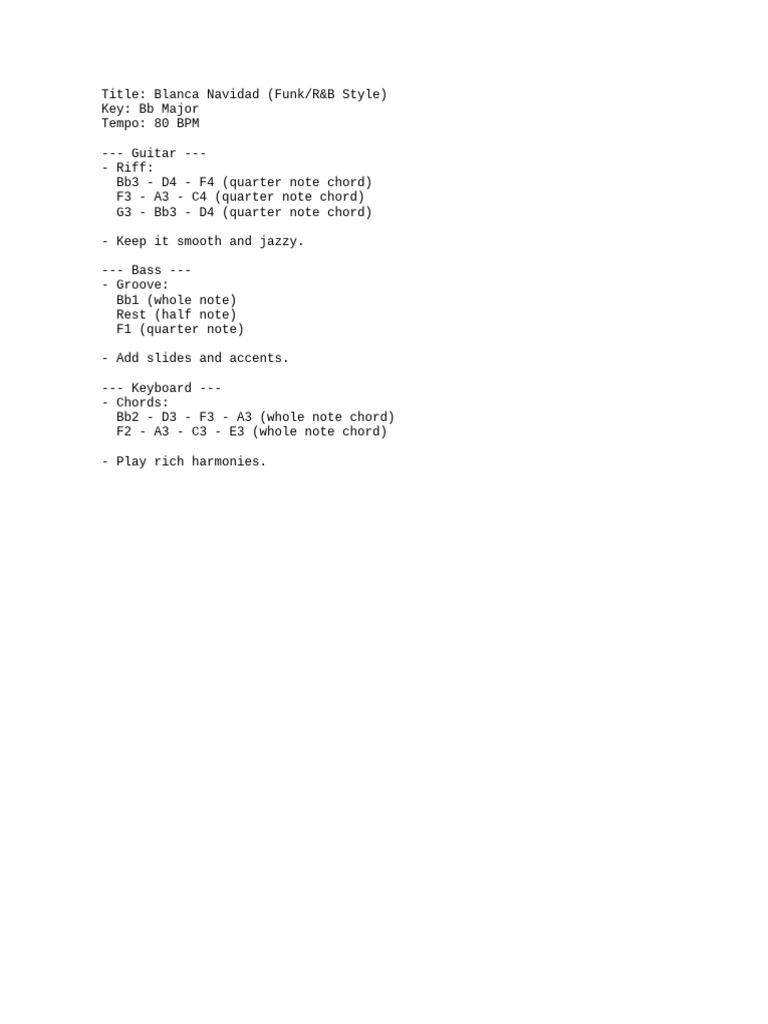 Blanca Navidad Funk RNB Style | PDF
