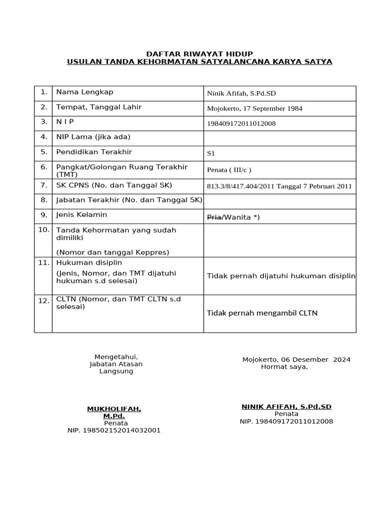 DRH PENGAJUAN SLKS - Docx - Google Dokumen | PDF