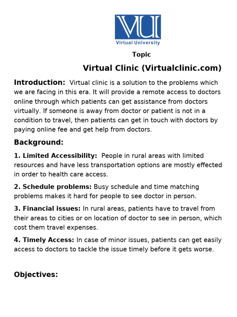 Virtual Clinic: Remote Doctor Access Solutions | PDF