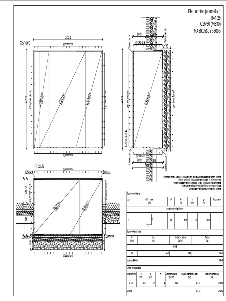 Armatura Temelja 320x244 | PDF