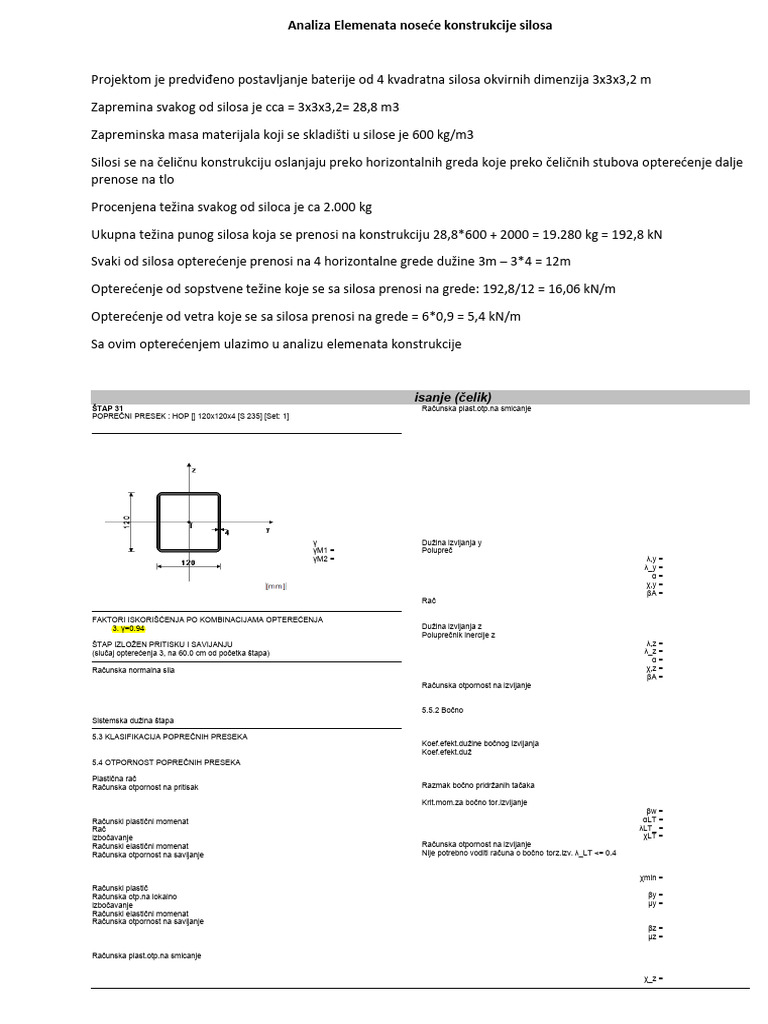 Analiza Nosećih Elemenata Silosa | PDF