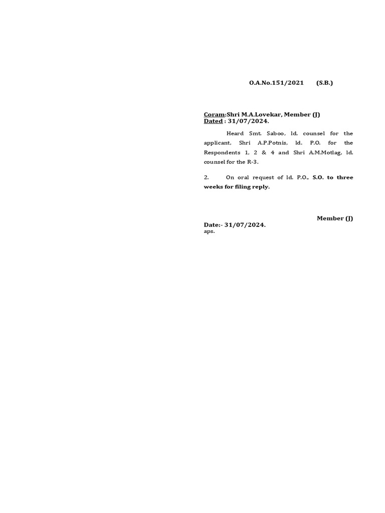 S.B. Dtd. 31.07.2024 _APS_, M _J_ (1) | PDF | Public Law | Justice