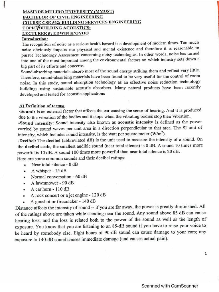 CSE 562 Building Acoustics | PDF CSE 562 Building Acoustics | PDF