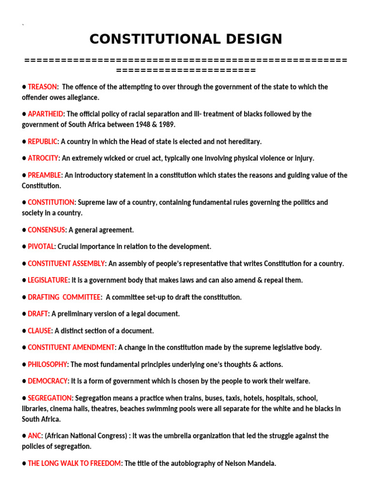 1722317418141.constitutional Design | PDF | Apartheid | Nelson Mandela