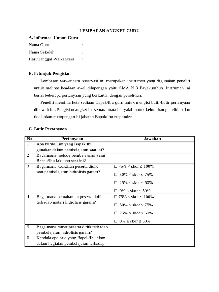 angket guru | PDF