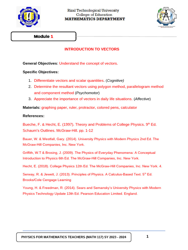 Module Template (Change The Red Colored Contents) | PDF | Euclidean ...