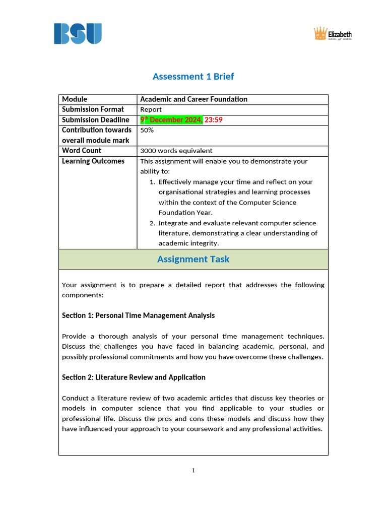 Assessment 1 Brief (ACF) | PDF | Computer Science | Science