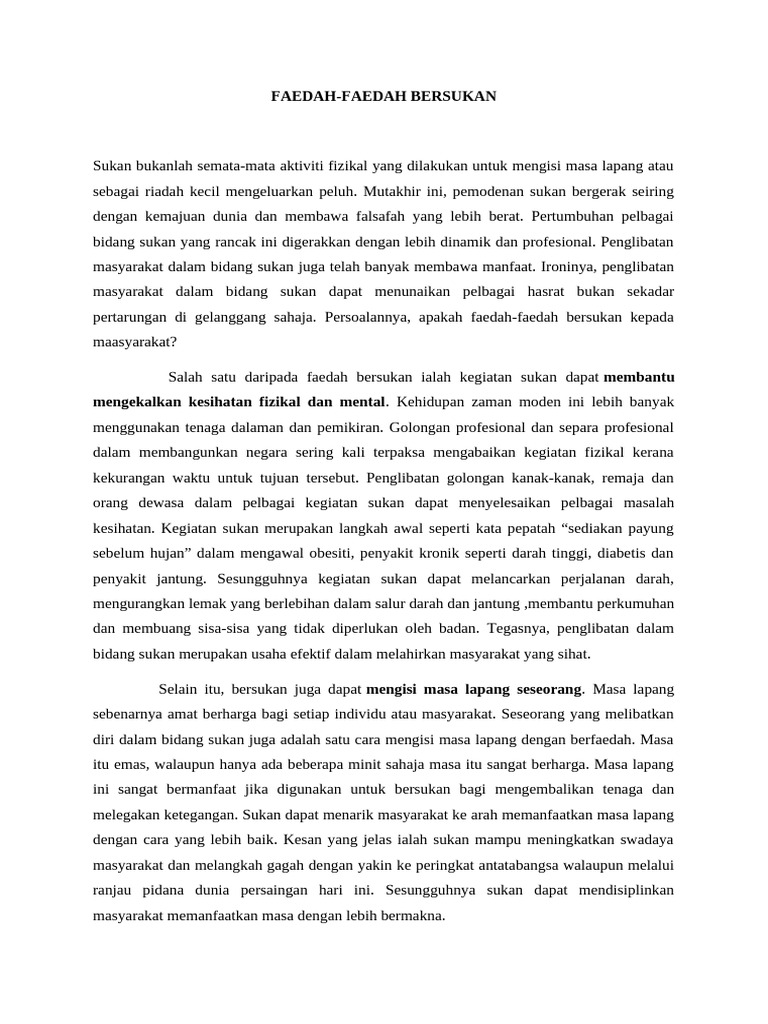 Faedah Sukan: Kesihatan & Perpaduan | PDF