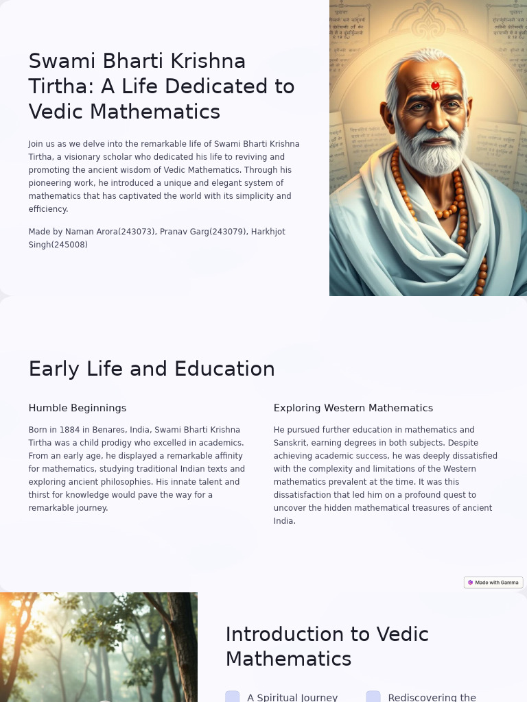 Swami Bharti Krishna Tirtha A Life Dedicated To Vedic Mathematics | PDF ...
