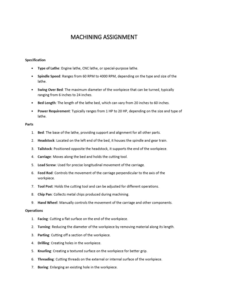 Machining Assignment (1) | PDF