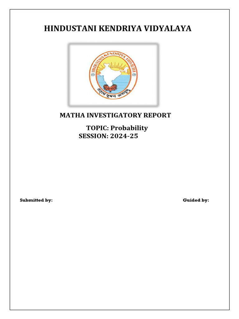 Class 12 Probability Project Report | PDF | Probability | Probability ...