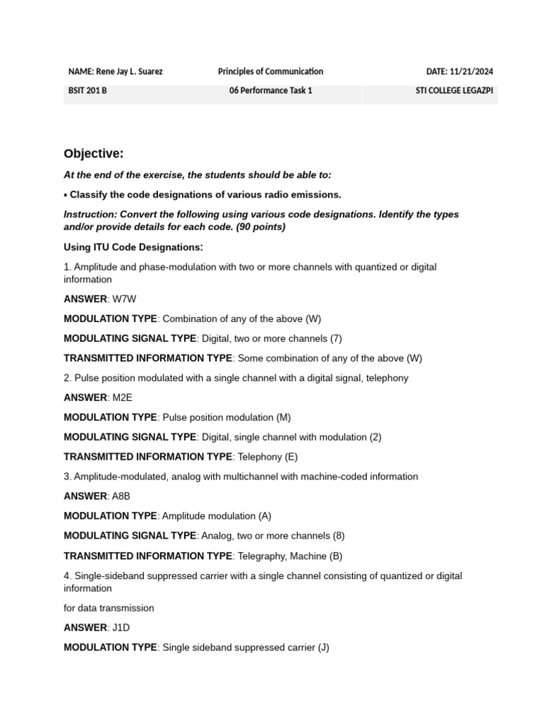 Radio Emission Codes Guide | PDF | Modulation | Frequency Modulation