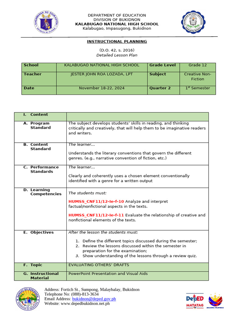 CNF LP_Week 17 | PDF | Learning | Teachers