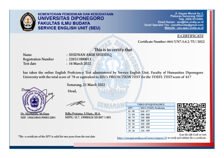 Informasi Kontak SEU Universitas Diponegoro | PDF