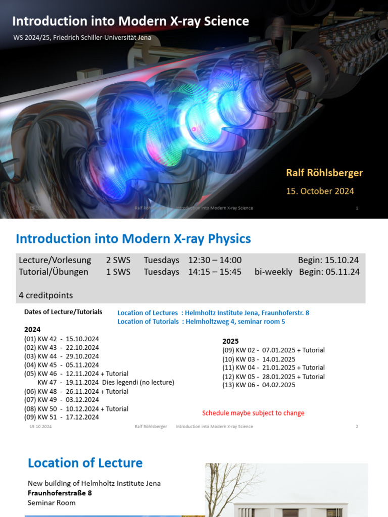 01 Lecture 15Oct24 | PDF | X Ray | Electromagnetic Radiation