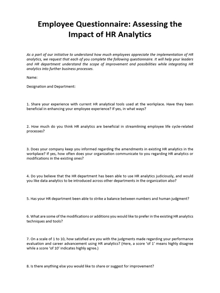 Employee Feedback on HR Analytics | PDF