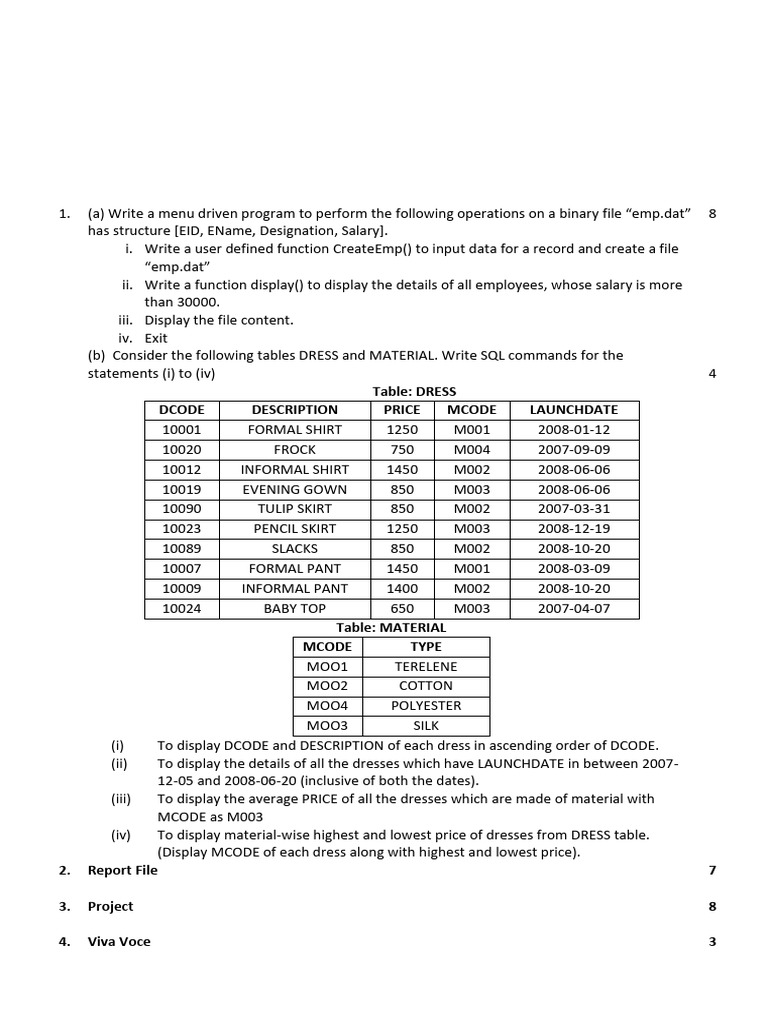 C SC Pract Exam Grade 12 CBSE Pract Exam Jan-Feb-2024 | PDF