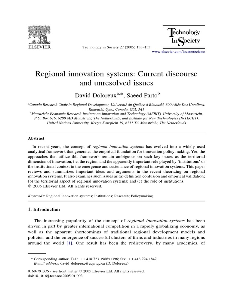 Regional Innovation Systems | PDF | Innovation | System