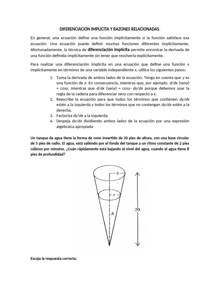 Diferenciación Implicita y Razones Relacionadas | PDF
