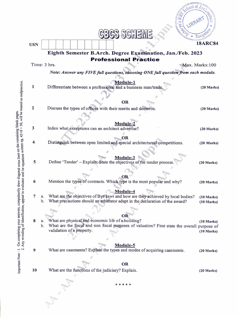 18ARC84 JAN-FEB 2023 Professional Practice | PDF