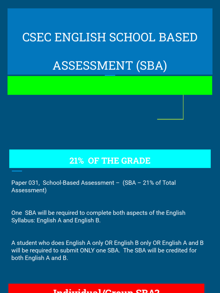 CSEC English School-Based Assessment Guide | PDF | Cognition | Learning