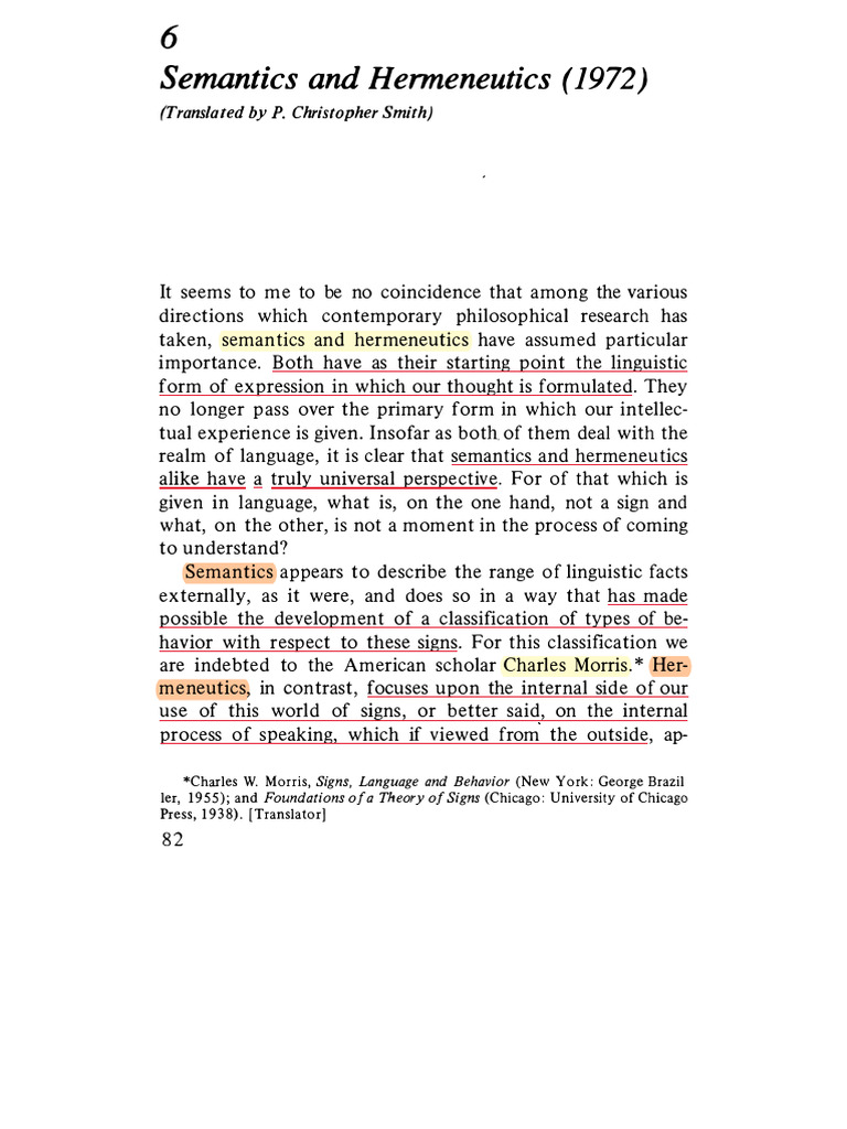 Hans Georg Gadamer - Hermeneutics | PDF | Question | Hermeneutics