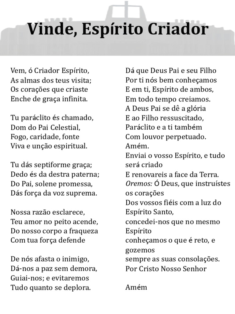 1 Vinde, Ó Espirito Criador | PDF