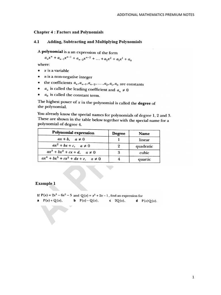 Factors and Polynomials Lecture | PDF