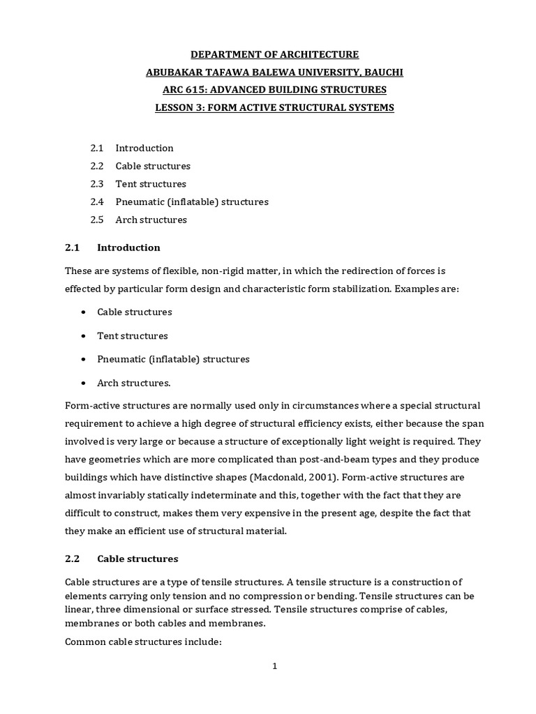 Form-Active Structural Systems Overview | PDF | Truss | Fibers