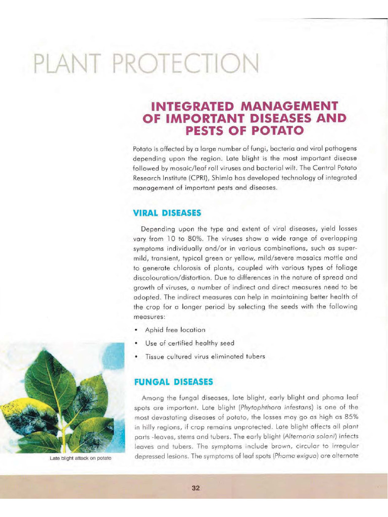 15-Plant Protection-IM of Important Diseases and Pests of Potato | PDF