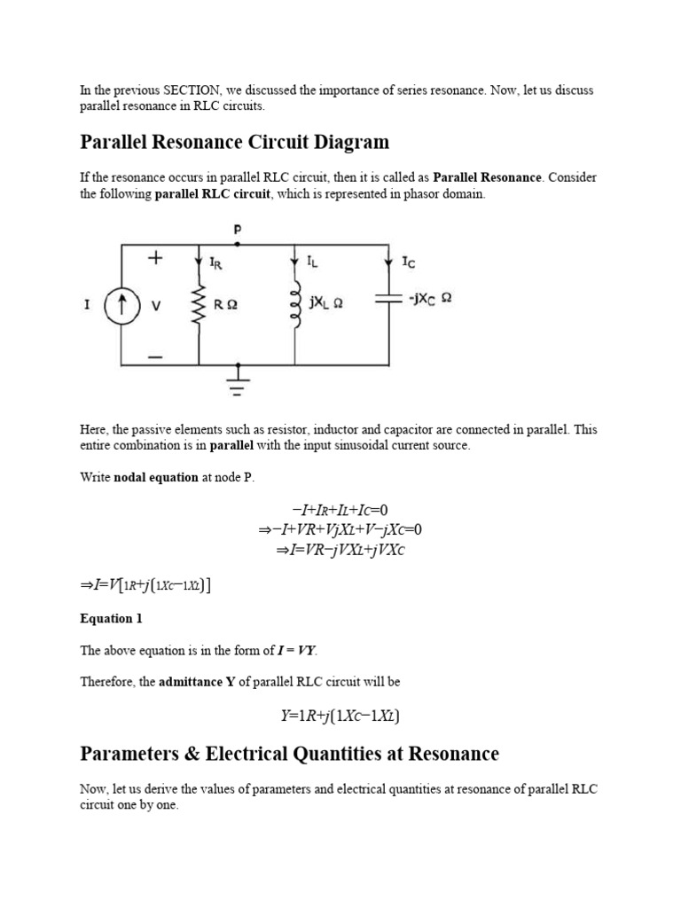 CCT 206 PARALLEL RESONANCE | PDF | Resonance | Electrical Network